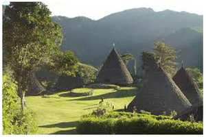 Gambar berikut merupakan rumah adat di desa Wae Re...